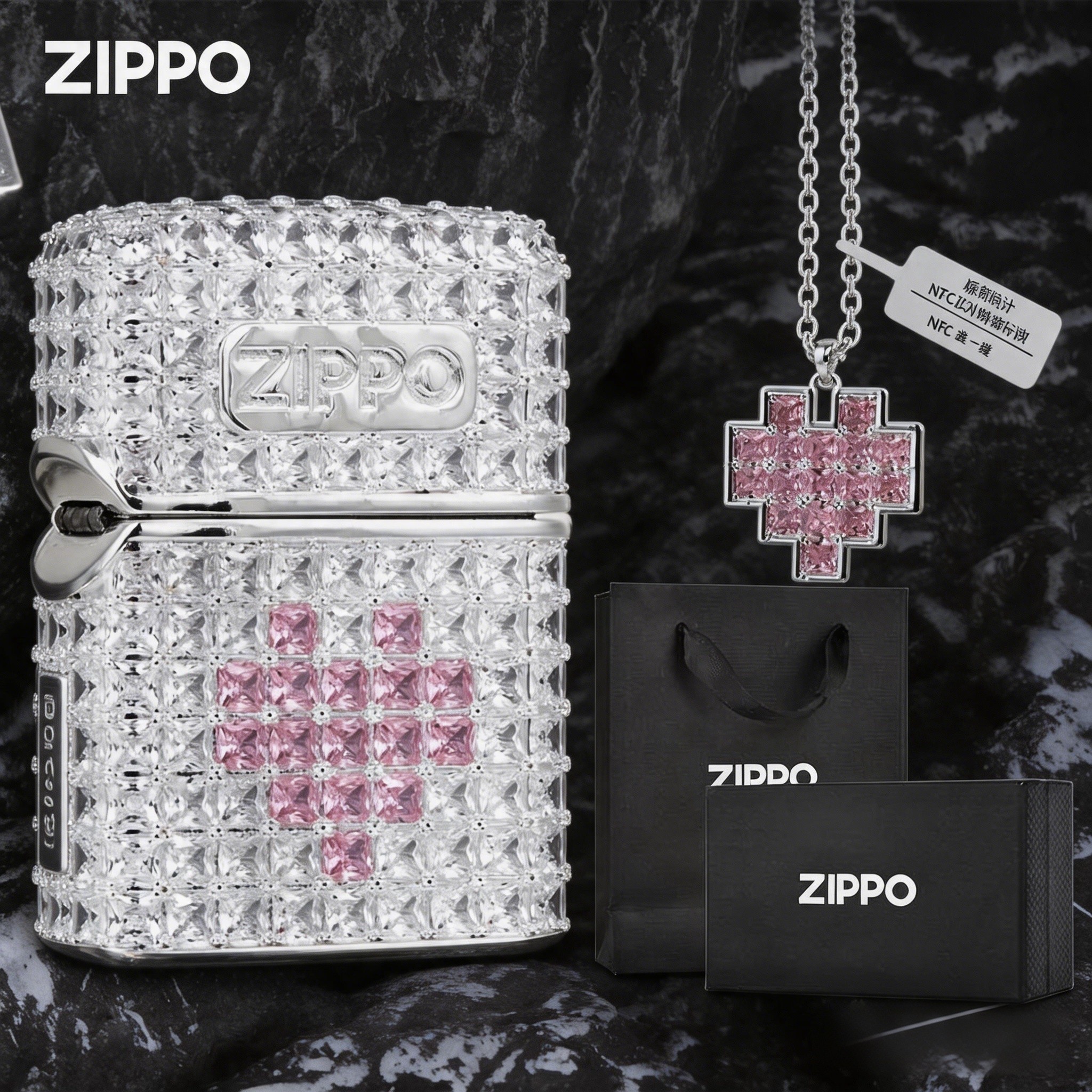 Zippo防风煤油打火机官方正品心语心愿套装满钻生日礼物送男友