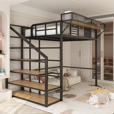 铁艺高架床单上户层床复式上下铺铁架小型阁楼双床层上无品牌/高
