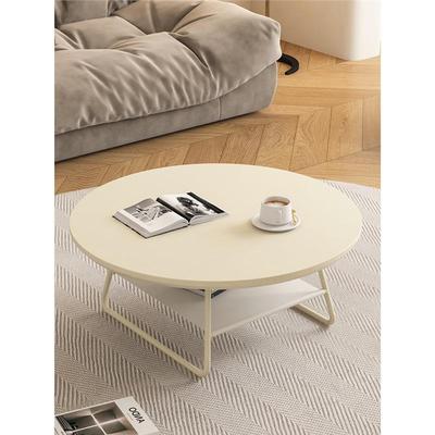 风奶油厅圆形茶几客家用简约小茶几代轻奢小PPQ户型极简圆茶现几