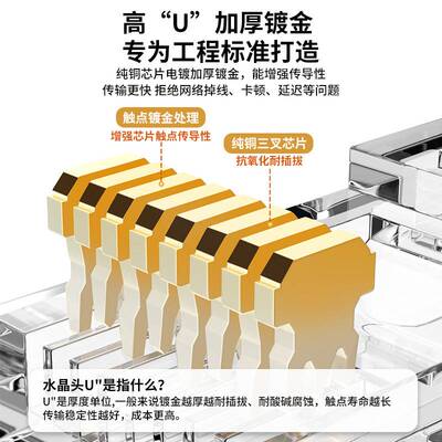 Cncob六类千兆水晶头工程级家用电脑网线加厚镀金RJ45网络接头