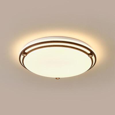 卧吸灯超薄中古风胡桃木色书全光顶谱护室眼70428复古圆形房儿童