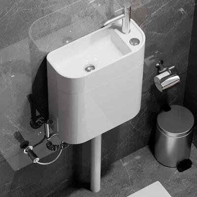 便蹲便器陶瓷水箱带手冲池家用厕所蹲坑大器蹲便洗池水13148箱套