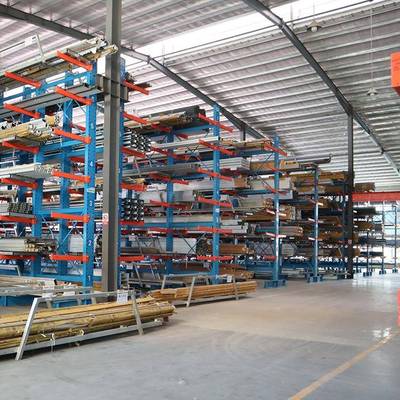 厂现货铝型货材钢554材金属悬储臂货架阁楼式单家双面仓重型悬臂