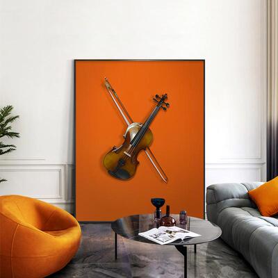 小画提琴物软装装饰实画样板间挂画立画儿童房艺体术画创AMY408意