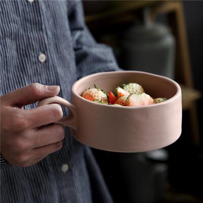 餐餐具一人汤L杯燕早麦片碗带把陶UOR瓷ins牛杯奶甜品酸奶沙拉水