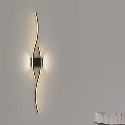 壁灯现发代简客厅沙背约景613墙装灯极饰简线条波浪书房主卧室床