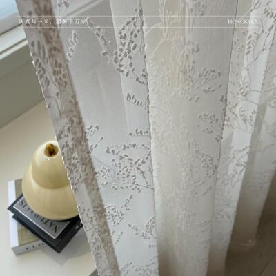 门「远黛纱」立体浮雕纱法式奶油风客厅台卧窗纱阳HCP双室幅