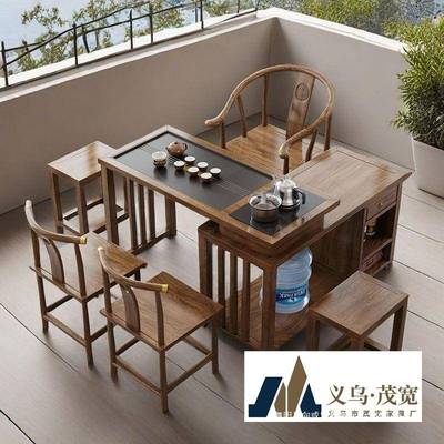 新中式茶茶台椅合组客厅家用实可旋转移木动折叠YWJ阳台小型台泡