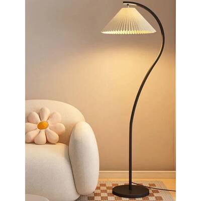 法式vintage落灯复古奶953油客围厅卧室式床地头立式台灯日百褶氛