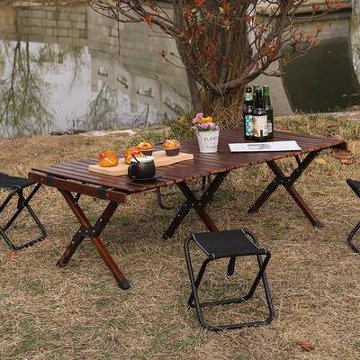 户外游松木蛋旅卷桌桌椅露营春野餐餐桌行叠折201020桌休闲摆摊套