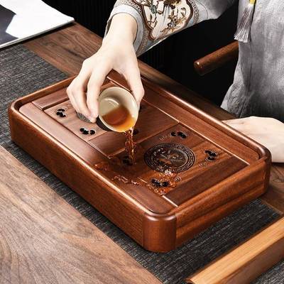 花台梨木茶托盘家用水储茶43979盘托盘小茶长方形沥水盘高档干泡