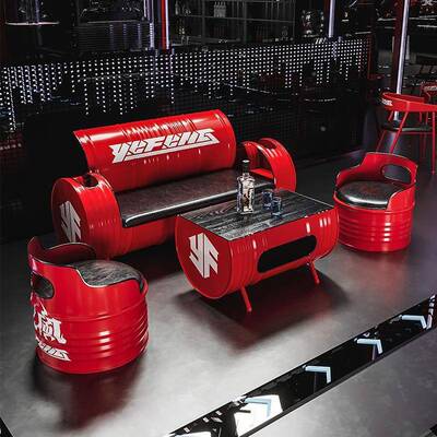 酒吧椅组合油桶桌沙发ktv茶店铁艺几服装创意工业478风覆古卡座沙