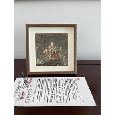 水月观音文殊普贤菩萨法海寺壁画高清国画实木装饰画框桌摆台挂画
