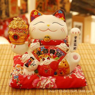 摇台手招财摆件开礼业品大号店铺收猫银家居HF19033客厅乔迁新居