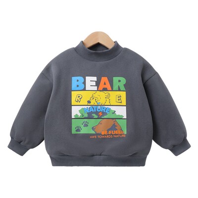 男童半高领加绒卫衣春装秋冬款儿童装小童宝宝加厚上衣冬季U14449