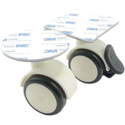 自粘贴底板万向轮免打孔安装静音耐磨不伤底板尼龙黏贴脚轮刹车轮