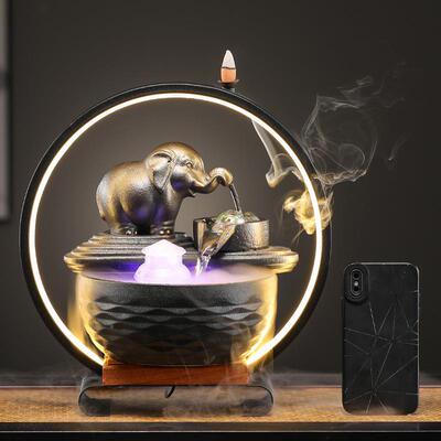 流水摆居件循环水招财厅泉茶桌前台喷加湿器现代客RLF桌面家饰品