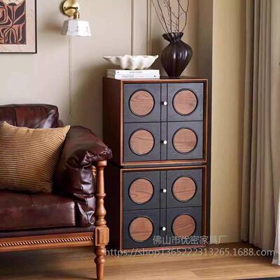 中古风卡门柜储斗柜实木柜家餐边柜斗沙用UZB发边柜客厅物柜卧室