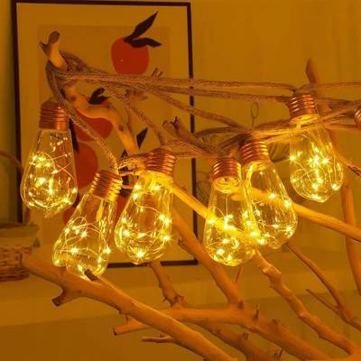 户外防灯水露营灯串节圣诞装阳饰太能麻绳灯铜丝灯串庭院铜XGI线