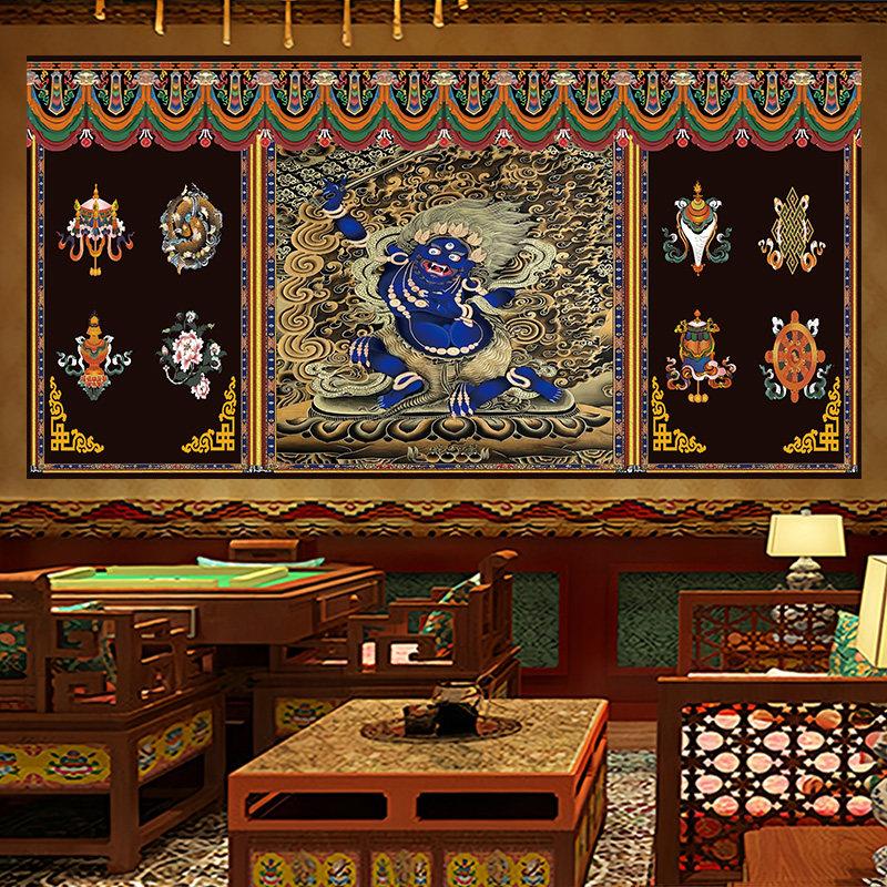 吉祥西藏挂画藏式藏族挂布唐卡客厅背景布装饰挂毯出租屋新款墙面