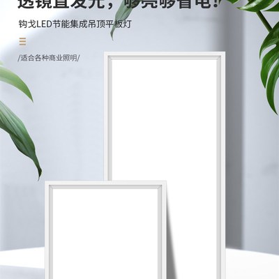 led平板灯集成吊顶灯600x600铝扣板石膏板面板灯30x60办公室30x30