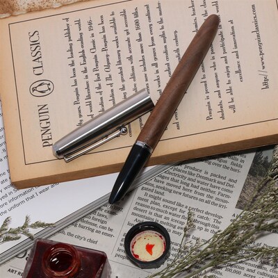 云停钢笔 金豪木杆616钢笔51a含上墨器  礼盒装可选练字日常学生