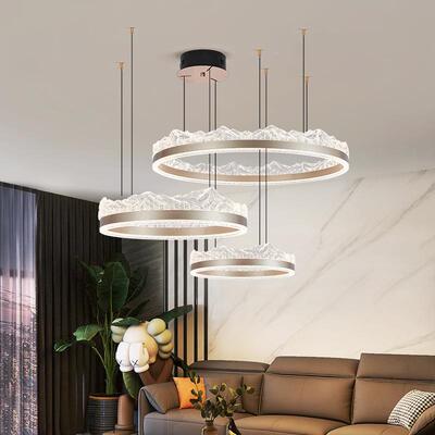 别墅复式楼中空客厅吊挑空大44900厅现冰代简约轻餐灯厅卧室山楼