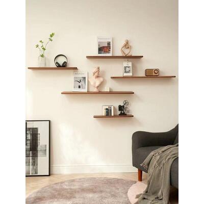 北美黑胡桃色物实木墙Cbtw8DEw实木置架上搁板客厅面卧室壁挂墙一