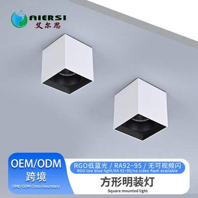 无主射灯照明深藏防眩筒灯室内90显指天花灯RGO蓝光方形明装