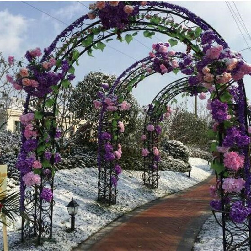 拱门花架欧式铁艺花园拱形花架爬藤架庭院户外鲜花铁线莲拱门支架