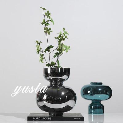 约轻奢客厅几简UEC玻璃插干花瓶花器餐厅柜售楼处别墅摆装件软茶