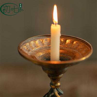 美仿饰古做旧式蜡烛台具餐厅浪漫装道烛光A2834晚餐摆件中古蜡烛
