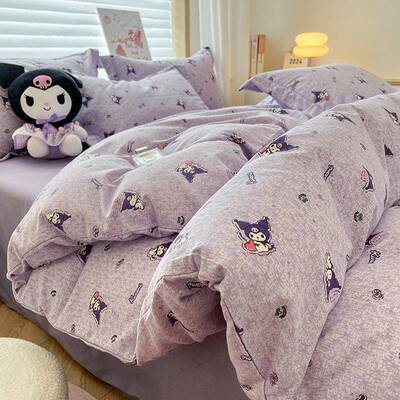 卡通加厚四学款全棉磨毛床上XQV件被套套生宿舍三件套床单