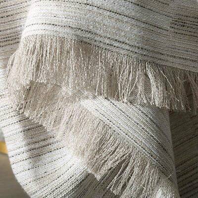 毯现代米色DJ40纯麻床尾巾搭客厅沙发床白上板房间软装装样饰毯可