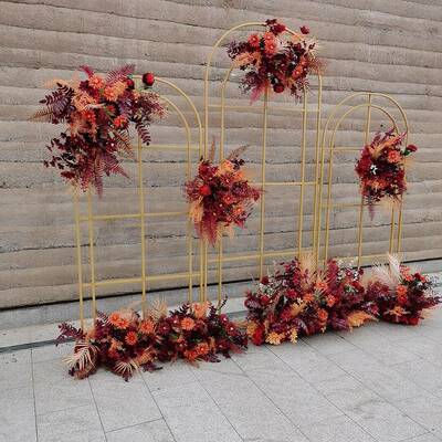 引新款婚庆铁具艺中式路道婚礼舞区台创YSA意造型屏风迎宾异形花