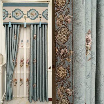 窗帘布料厂款雕家直销新高42677档卧室遮光成品帘窗现代简约浮窗