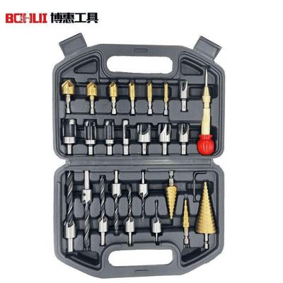 孔工开具26件套装宝CZT塔钻冲三尖钻五倒角器刃木