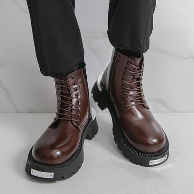 马丁靴男款户外金属装马系靴带机车靴复NJF古靴英伦饰风工装短男