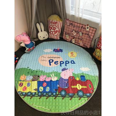 高档ins爬行垫厚圆形宝宝客儿童加游毯婴儿地毯玩戏具收纳厅袋可
