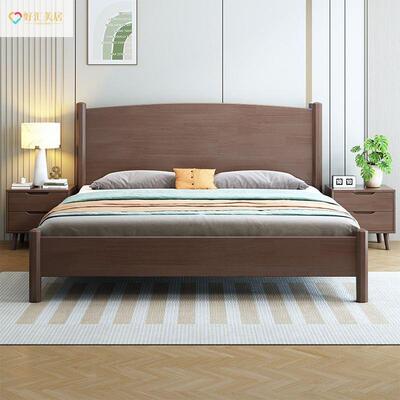 简约现代中式胡24218桃木木床卧1.2单人床1人.8双.床主主卧15家用