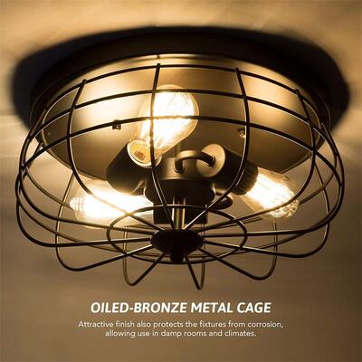 顶卧灯美式19577乡村复古工业风铁艺笼子圆吸形客厅书房亚室灯马