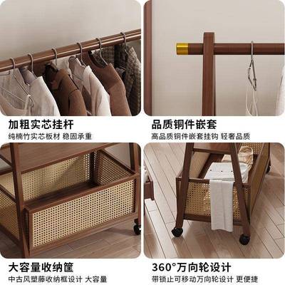 衣架落卧家室地简用挂衣架房间实木多功能易衣服收OBM纳置物衣帽