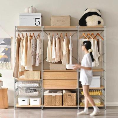 日式落地挂衣极架简步入开式不锈钢衣柜衣帽SRE间收纳放挂衣架家