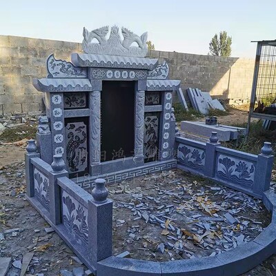 石雕墓碑定制花岗岩农村土葬公墓套碑坟围石传统大型家族豪华石碑