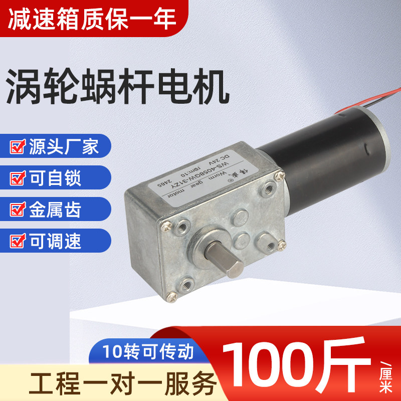 4058-31ZY涡轮蜗杆减速电机机器人驱动马达12V开窗器 24V自锁电机