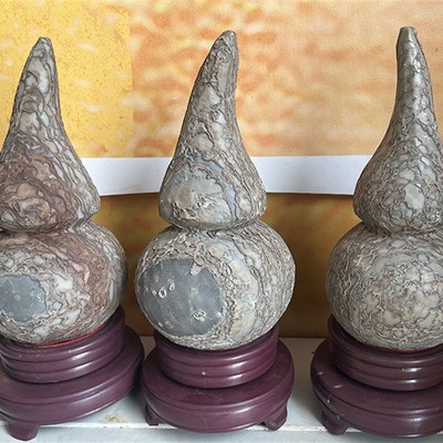 奇石结核石葫芦装饰品石蛋福禄双全树皮石蛋形石化石个性摆件自然