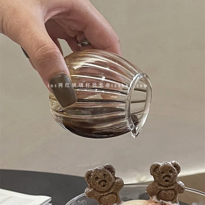 日式迷你条纹小奶盅无把牛奶小奶罐简约浓缩咖啡萃取杯西餐酱汁杯
