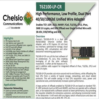 CHELSIO 100g 双口网卡 T62100-LP-CR(憨憨电子)