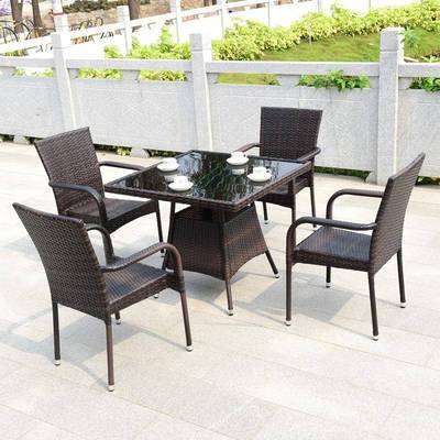 户外阳闲台桌椅藤椅三件室外庭院藤FNO套椅子花园露天休小茶几编