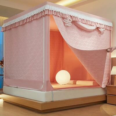 式2025EEW-9552新款冬季暖拉链摔蚊帐坐床含遮光帘-纯色磨毛防遮